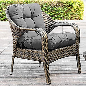 QILLOWAY Outdoor Seat/Back Chair Cushion Tufted Pillow, Spring/Summer Seasonal All Weather Replacement Cushions. (Grey)