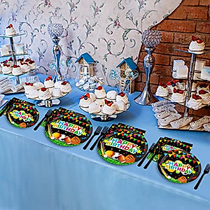 Sports Party Plates Napkins Sports Happy Birthday Party Tableware Baseball Football Soccer Basketball Rugby Disposable Paper Plates Napkins for Boy Birthday Party Decoration Supplies Favors 24 Guests