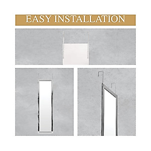 Mirrorize Full Length Over The Door Mirror, Long Door Hanging, Large Mirrors for Wall Full Body, Shatterproof Tall Floor Mirror, 42"X14", Silver