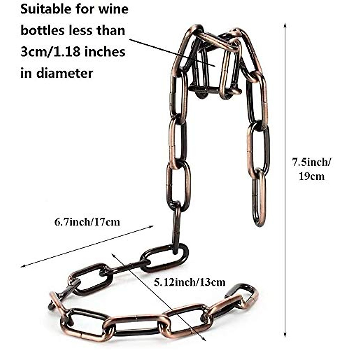 TBWHL Novelty Magic Wine Bottle Holder Floating Steel Link Chain Wine Bottle Rack/Holder - Holds Bottles in The Air (Brown)