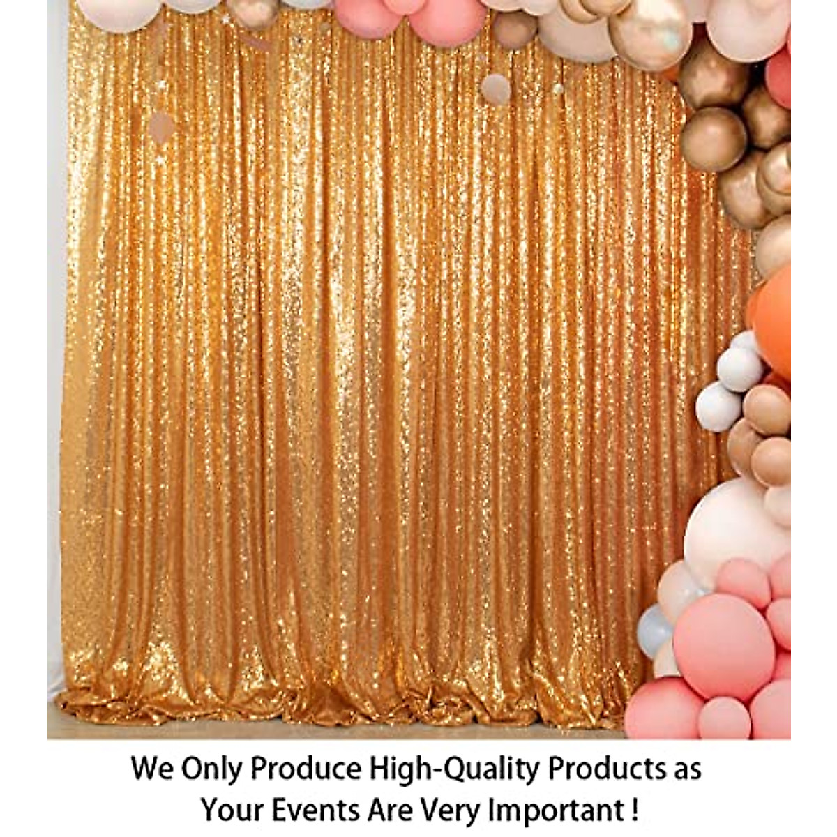 ShinyBeauty Sequin Curtain-Backdrop-5FTx10FT-Gold-Sequin Fabric Photo Booth Backdrop Glitter Backdrop Gold Photography Backdrop
