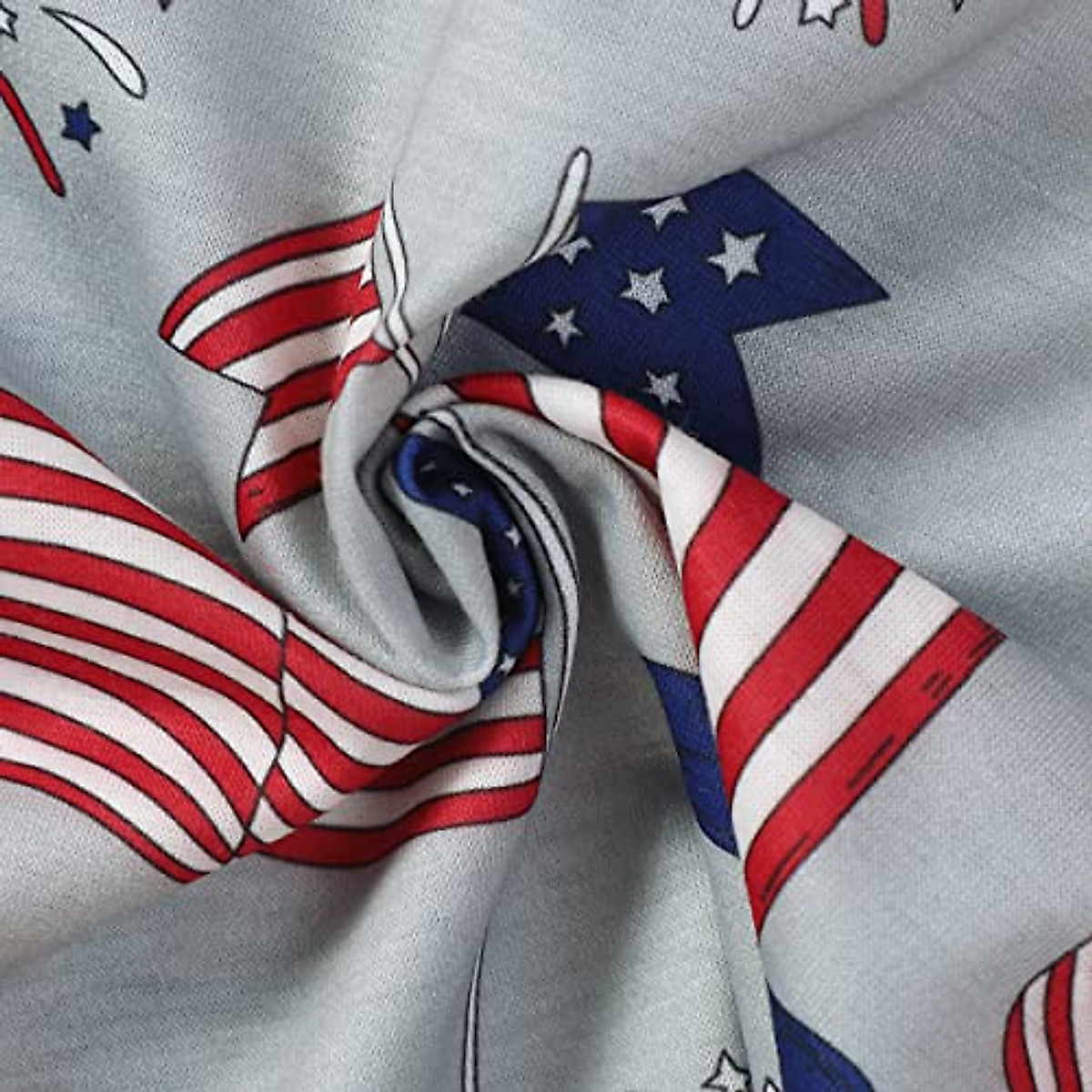 Baby Boys American Flag T-Shirt 4th of July Clothing Toddler Kids Patriotic Shirt Short Sleeve USA Flag Stripe Star Tee Tops Gray
