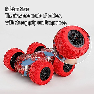 DqsWko Double-Sided Pull Back carsr. Friction Cars for Kids ，Vibration inertial car. Toy Pull Back car. Big tire Four-Wheel Drive Toy car for Boys and Girls（4pcs）
