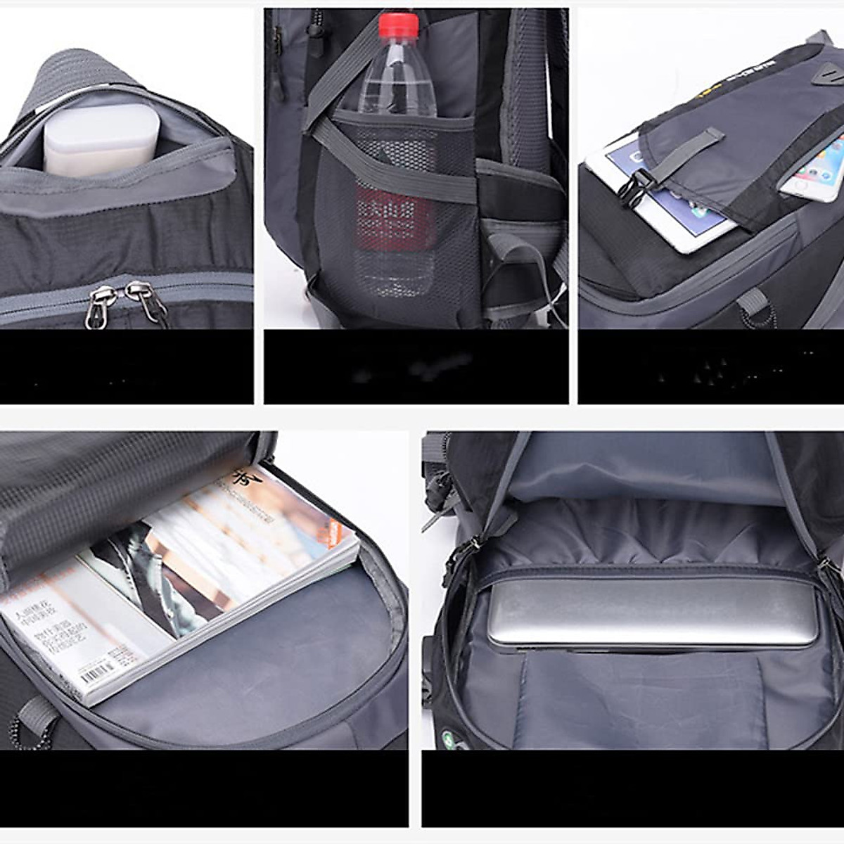 Backpack Men's USB Charging Travel bag Outdoor Large-capacity Sports Backpack Men's And Women's Waterproof Mountaineering Bag (Red)