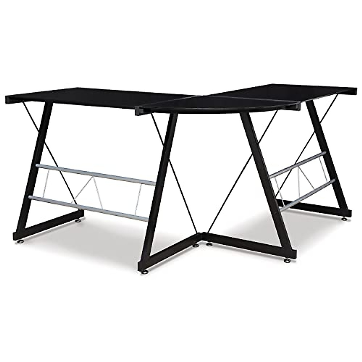 Signature Design by Ashley Mallistron Contemporary Home Office L-Shaped Computer Desk, Black