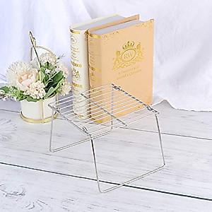 Happyyami Grill Cooling Rack BBQ Wire mesh BBQ Burning Stove Charcoal Grill Rack Baking Cooling Racks Grill Grid BBQ Grill Racks Table top Grill Mini BBQ Tools Travel Ultra Light Steel Wire