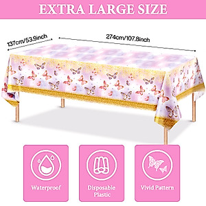 Butterfly Theme Party Decorations, Butterfly Birthday Decorations with Pink Purple Balloon Arch Kit Butterfly Photography Backdrop Banner and Tablecloth for Girls Women Birthday Party Decor