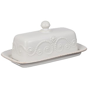 Lenox French Perle Covered Butter Dish, White -