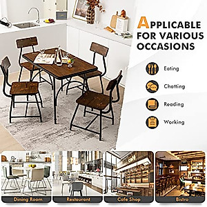 GOFLAME Dining Chair Set of 4, Kitchen Side Chairs with Sturdy Metal Legs, Adjustable Non-Slip Footpads, Ergonomic Backrest, Vintage Kitchen armless Chair for Restaurant, Dining Room