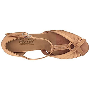 Very Fine Womens Dance Shoe Gabriella Bachata Swing Salsa Latin Ballroom Brown Satin 2.5" Heel US 5.5 M