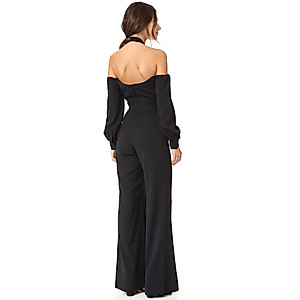 Jill Jill Stuart Women's Halter Jumpsuit with Cold Shoulders, Black, 0