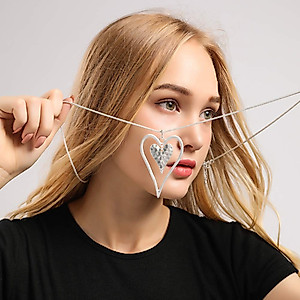 welbijoux Long Heart Necklace for Women Silver Chain Pendant Y Necklace Set Statement Pendant Chic Jewelry With Gifts Box