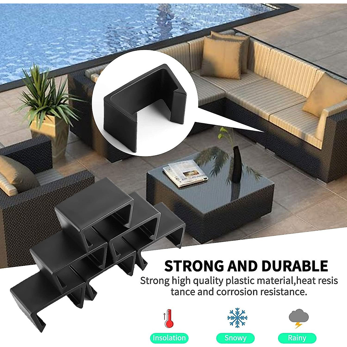 8 PCS Outdoor Furniture Clips, Sofa Wicker Sectional Patio Furniture Clips, Wicker Chair Fastener, Wicker Furniture Clamps Connectors, Connect Sectional Module Outdoor Couch Patio Furniture (L)