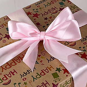 UOUYOO 1 1/2 Inch Pink Satin Ribbon 50 Yards Fabric Ribbons Roll for Gift Wrapping Flower Bouquet Bows Bouquet Bridal Bouquets Wedding Invitations