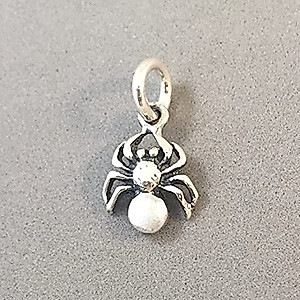 SPIDER .925 Sterling Silver 3-D Charm Pendant Garden Insect Bug Small Scary Halloween New IN10