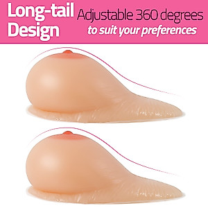 Vollence B Cup Long Tail Shape Silicone Breast Forms Fake Boobs Crossdresser Transgender Cosplay Mastectomy Prosthesis Bra Pad Enhancers