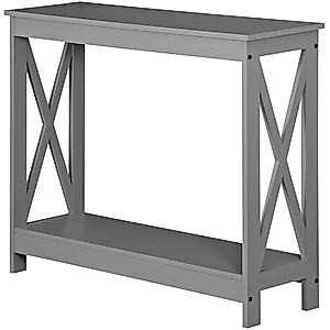 ZENY Console Table, Entryway Table, Narrow Sofa Table with 2-Tier Shelves, Entrance Table for Living Room, Entryway, Hallway, Foyer (Grey)
