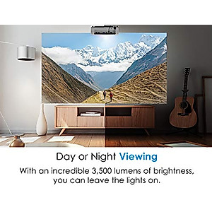 Optoma UHD52ALV Voice Assistant-Compatible DLP Projector for Lights-On Viewing, 3500 Lumen, 3840x2160