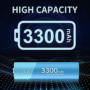 Deleepow AA Rechargeable Batteries 3300mAh 1.2V Nimh AA Rechargeable Batteries 16-Pack 1200 Cycles(Only Battery)