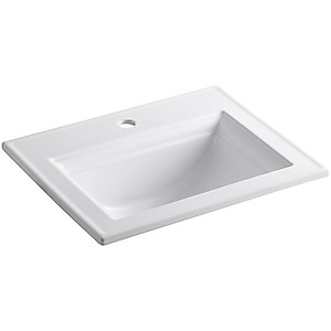 KOHLER K-2337-1-0 Memoirs Stately Drop-In Bathroom Sink with Stately Design, White