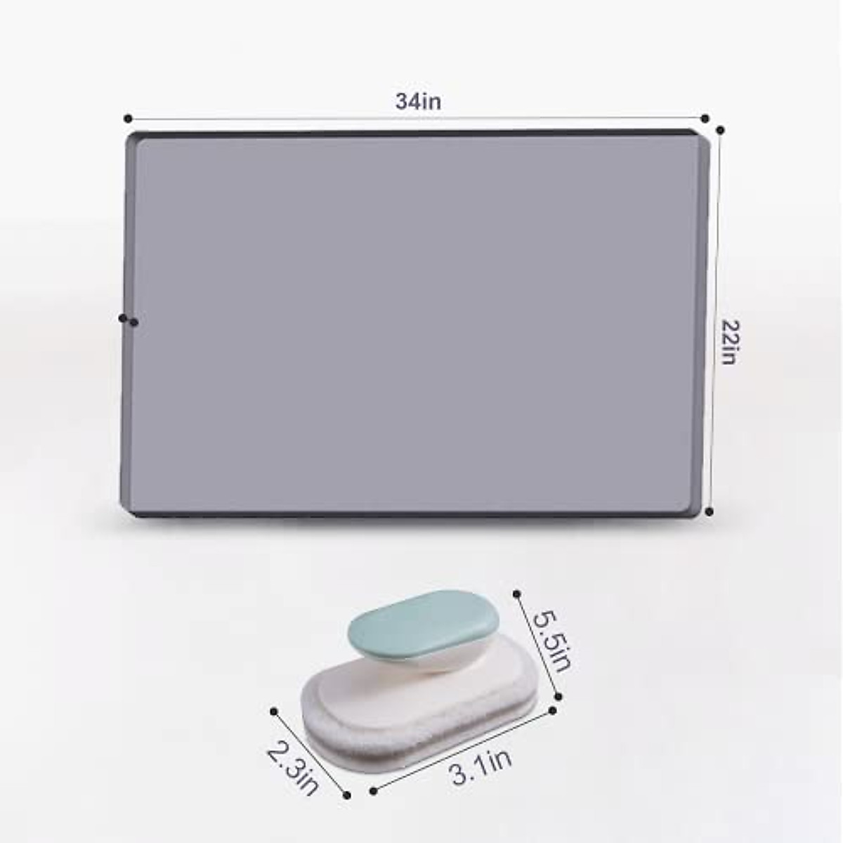 Under Sink Mat, Under Sink Mats for Kitchen Waterproof, 34" X 22" Silicone Under Kitchen Sink Mat, Non Slip Sink Mats Cabinet Protector Mat Suitable for Kitchen, Bathroom and Multiple Scenarios(Grey)