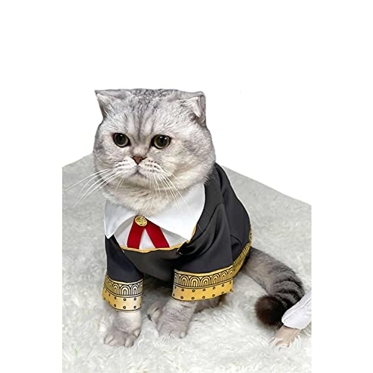 brehiay Cats Spy x Family Cosplay Funny Pet Clothes Anya Forger Costume Shirt for Cats Pets Halloween Costume