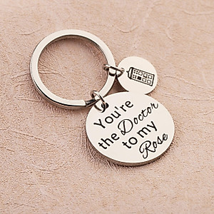 BAUNA Movie Inspired Keychain with Police Box Charm You're the Doctor to my Rose Couple Gift Keychain Set for 2