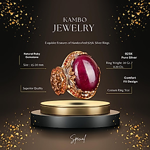 Genuine Real Natural Ruby Gemstone Ring, King Ring, 925 Sterling Silver Ring