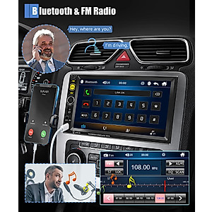 Double Din Car Stereo Car Radio with Bluetooth 7 Inch Touch Screen FM Radio Mirror Link USB 2 Din Car Audio Receiver Remote Control Steering Wheel Control Backup Camera
