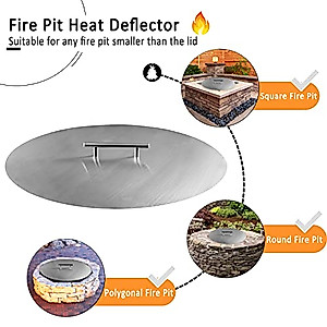 Marada Fire Pit Lid 430 Heat Resistant Stainless Steel Fire Pit Ring Lid 1.5 mm Thick for Round Patio Fire Pit (Round 20")