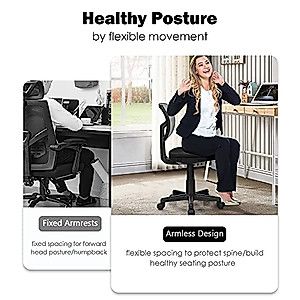 POWERSTONE Armless Home Office Chair Ergonomic Mesh Desk Chair Mid Back Swivel Computer Chair Adjustable Task Chair with Lumbar Support for Kids Teens Adults