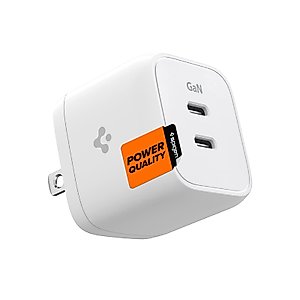 Spigen GaN 352 Total 35W 2 Ports GaN III Tech Dual USB C Wall Charger PD 3.0 Charging Block for iPhone 15 Galaxy S24 Ultra Plus 14 13 Plus Mini Pro Max 12 iPad Air Galaxy S23 S22 S21 Z Flip Fold 5