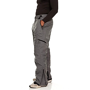 Arctic Quest Mens Snow Ski Waterproof Softshell Snowboard Pants Outdoor Hiking Zipper Bottom Windproof Warm Snow Pants, Grey Heather, Medium