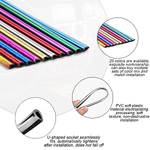 8sanlione 20PCS Car Air Conditioner Decoration Strip, Auto Air Vent Outlet Chrome DIY Trim Strips, Waterproof Moulding Bendable Protection Strip Line, Car Decor Accessories for Most Cars (Pink)
