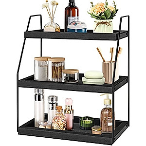 3-Tier Bathroom Counter Organizer, Wood Bathroom Countertop Vanity Organizer Bathroom Trays for Counter, Perfume Skincare Organizer Makeup Cosmetic Holder Standing Storage Shelf, Kitchen Spice Rack