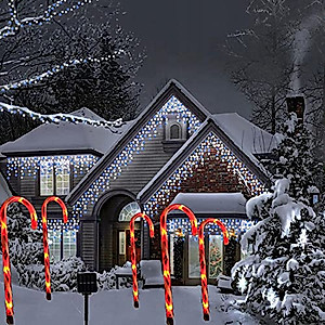 Yckeogln 5PCS Solar Crutch Outdoor LED Floor Lights, Waterproof Warm Christmas Decorative Street Lights, Ground Lawn Night Lights, Path Garden Lights Indoor and Outdoor Holiday Decorations (Crutch)