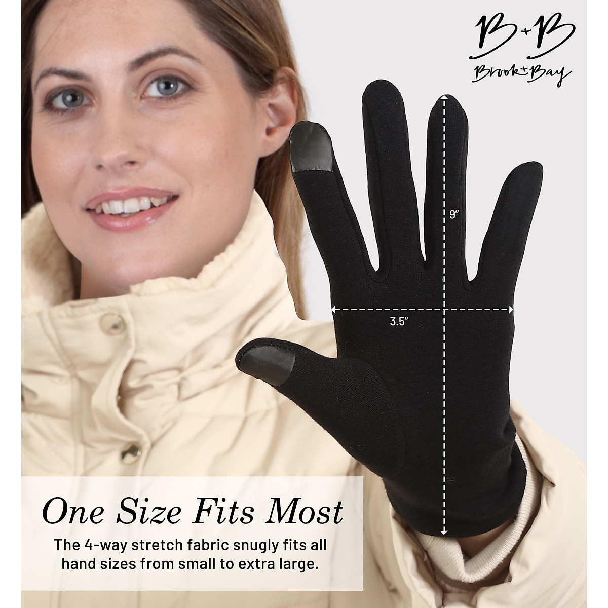 Brook + Bay Women's Gloves for Cold Weather - Women's Gloves w/Touchscreen Fingers - Fleece Gloves for Women - Texting Glove