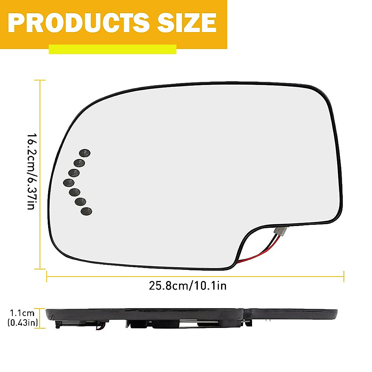Driver Side Heated Mirror Glass Replacement for 2003-2007 Cadillac Escalade, Chevrolet Avalanche, Silverado, Suburban, Tahoe, GMC Sierra, Yukon - Exterior Side View Convex Mirror with Turn Signal
