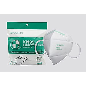 POWECOM KN95 Face Mask for Adults with Filtration > 95%, Comfortable Ear Loops and Lightweight Design, 10-Pack