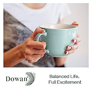 DOWAN Coffee Mug, Ceramic Soup Mugs with Handles, 17 Oz Wide Large Coffee Mugs Set of 2, Mug for Latte, Cappuccino, Tea, Green Coffee Mugs Dishwasher & Microwave Safe