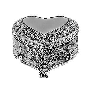 MioCloth Classic Vintage Antique Tin Heart Jewelry Box Treasure Storage Organizer Chest