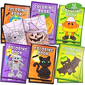 Srenta Halloween Coloring Book Party Favors, 12 Pack Mini Halloween Coloring Books for Kids, 5" x 7" Halloween Coloring Books Bulk, Halloween Party Favors, Trick or Treat Goodie Bags Stuffers