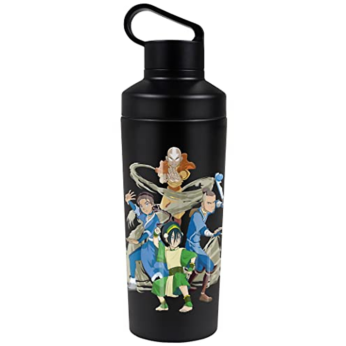 Avatar The Last Airbender OFFICIAL Team Avatar Elements 18 oz Insulated Water Bottle, Leak Resistant, Vacuum Insulated Stainless Steel with 2-in-1 Loop Cap