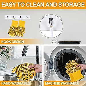 Hyunshuo Ultimate Heat-Resistant BBQ Gloves - Grill, Smoke, and Bake Safely up to 1472°F with Non-Slip Grip, Flexible and Comfortable Design, and Easy-to-Clean Materia