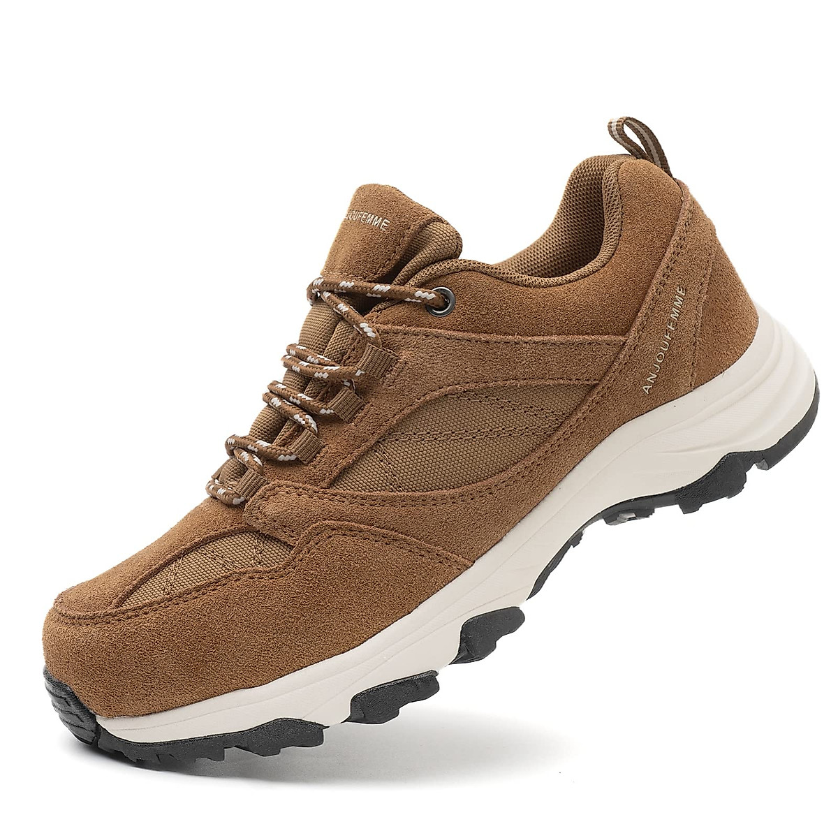 ANJOUFEMME Women's Hiking Shoes Waterproof Outdoor Fashion Sneakers,Breathable Walking Shoes for Women with Arch Support, Casual Lace up Work Shoes Slip Resistant Rubber Outsole