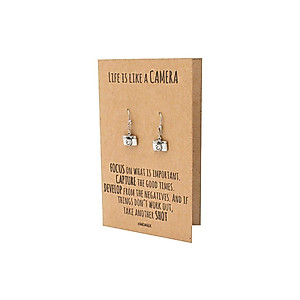 Quan Jewelry Cute Vintage Camera Miniature Jewelry for Women, Photography Gifts (Earrings)