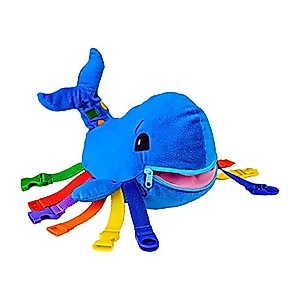 Buckle Toys - Blu Whale - Develop Motor Skills and Problem Solving - Counting and Color Recognition - Sensory Toddler Travel Toy