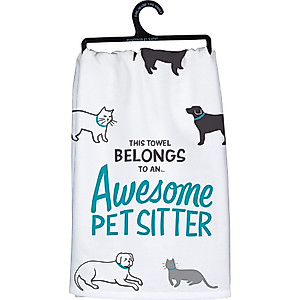Primitives by Kathy This Towel Belongs to an ... Awesome Pet Sitter Decorative Kitchen Towel