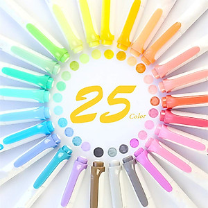 ATOPSTAR 25 Colors Dual Tip Highlighters Set, Fine/Bold Mild Color and Warm Color, Cool and Refined Color