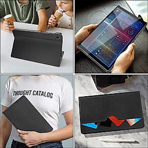 Soke Case for Samsung Galaxy Tab A7 Lite 8.7 Case 2021, Premium Leather Stand Folio Case with Bussiness Pocket, Hard PC Back Cover for Samsung Galaxy Tab A7 8.7 inch Tablet[SM-T225/T220/T227],Black